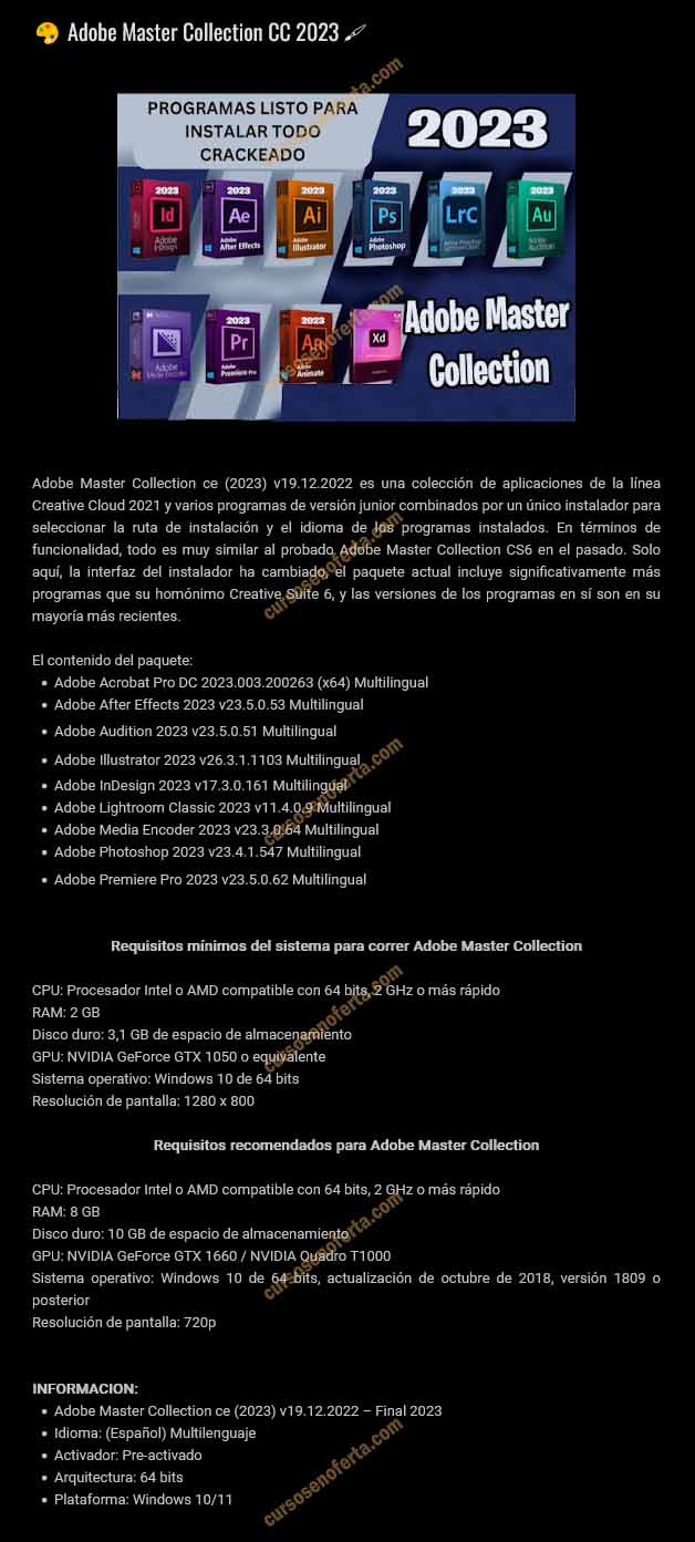 Adobe Master Collection 2023 en Español - cursosenoferta.com